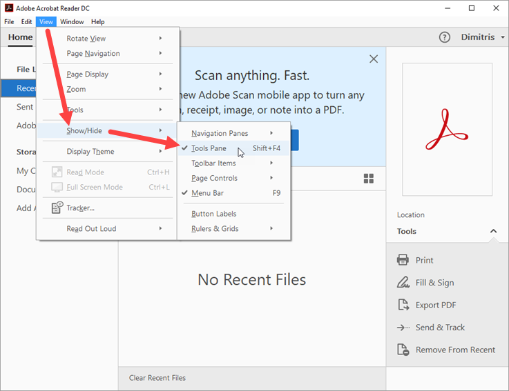 Hide Tools Pane sidebar in Adobe Reader permanently - Dimitris Tonias Hide Tools Pane sidebar in Adobe Reader permanently - Dimitris Tonias